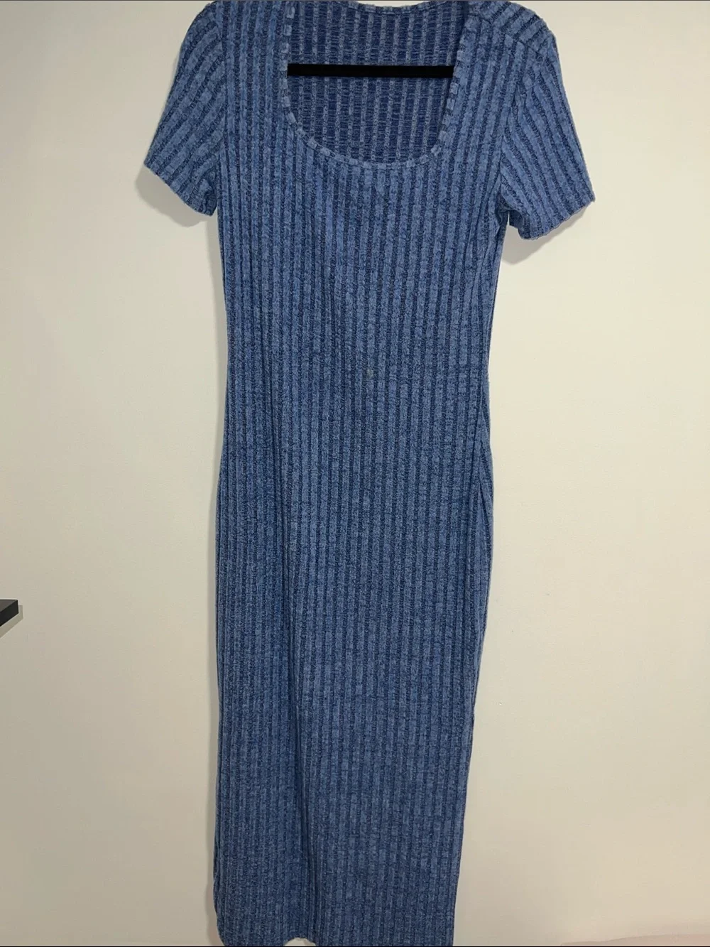 Dresses | Ribbed Scoop Neck Blue Midi Dress | Poshmark